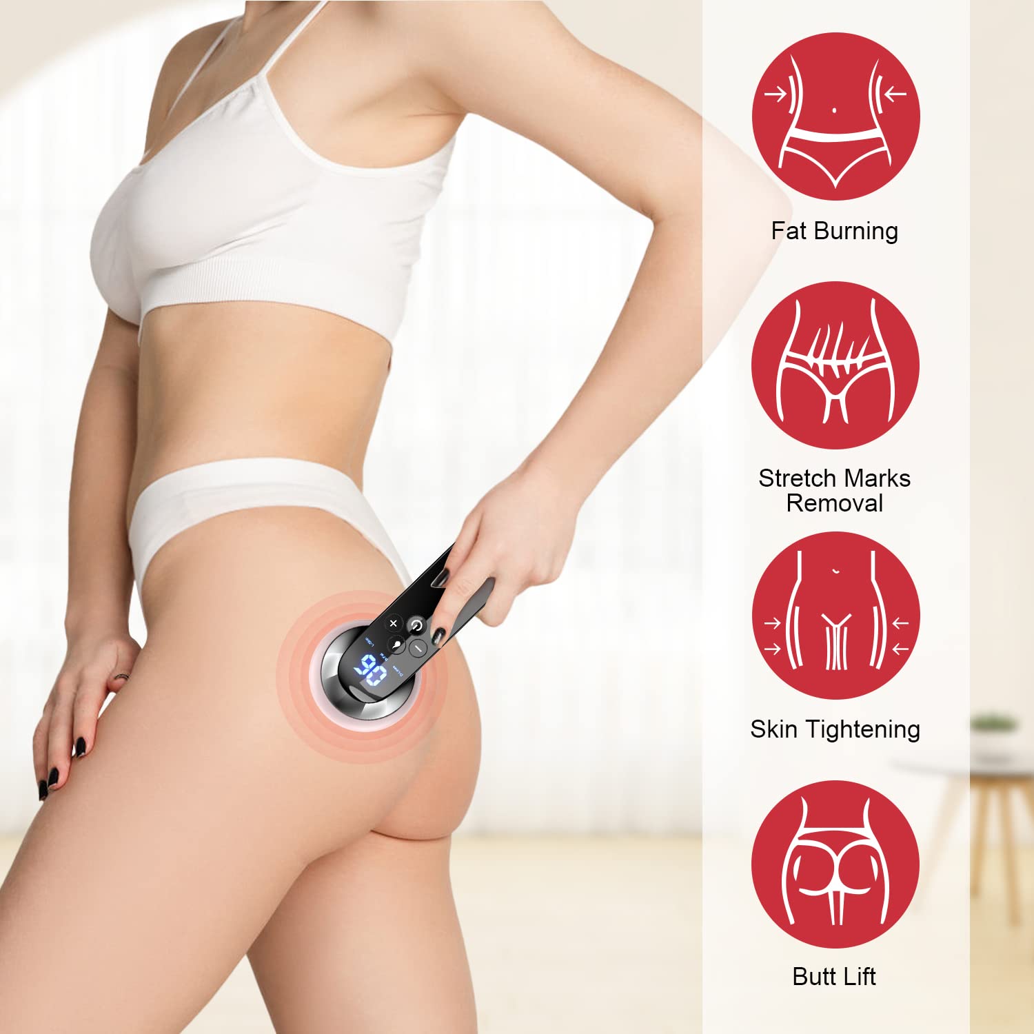Byindorn Body Massager Machine - Cordless Handheld Massager for Belly, Waist, Arms, Legs, Butt - 3 Modes and 10 Adjustable Intensity (Black)