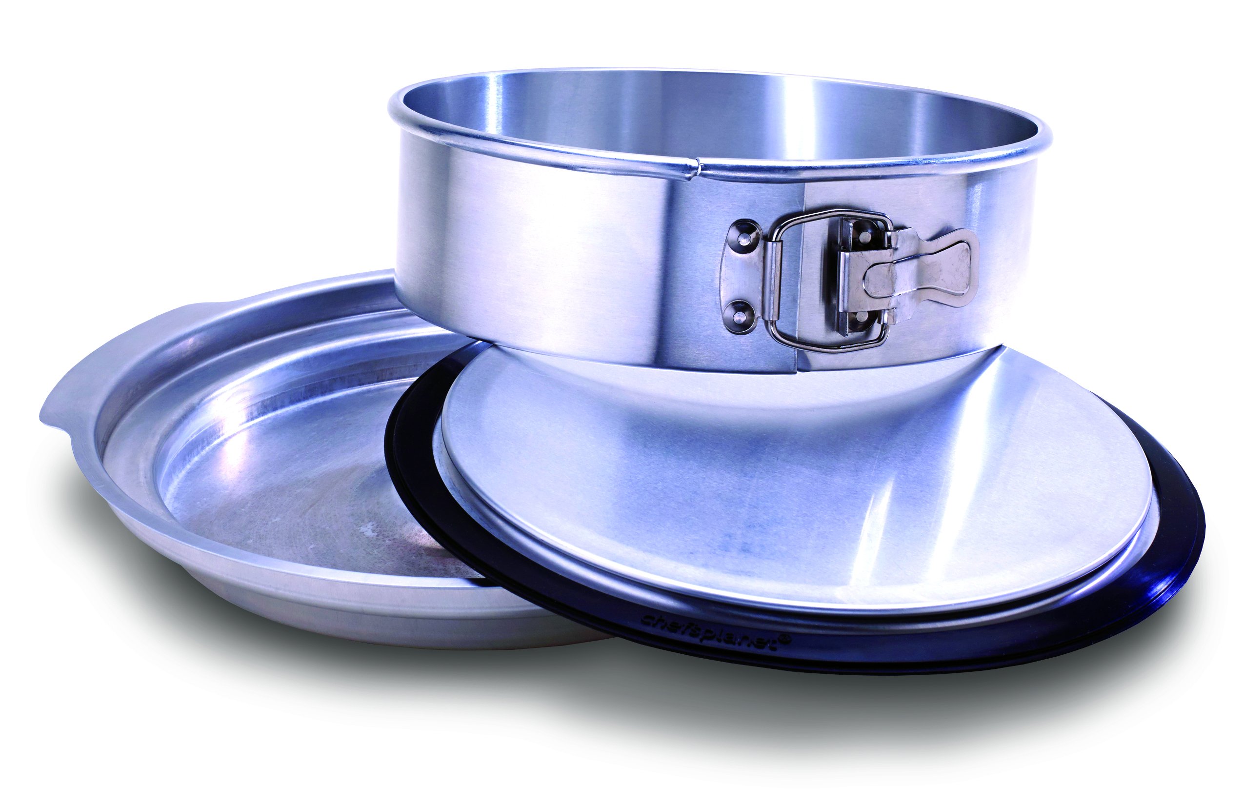 Chef's Planet Perfect Pan - 9-inch Round Baking Pan with Leak-Proof, Easy-Lock Spring Form Pan and Water Bath Basin for Delicate Creations