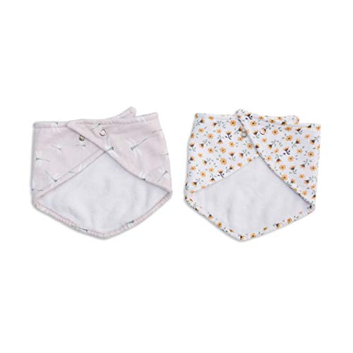 lulujo Soft Cotton Baby Bib, 2 Pack, Vintage Floral/ Dragonfly