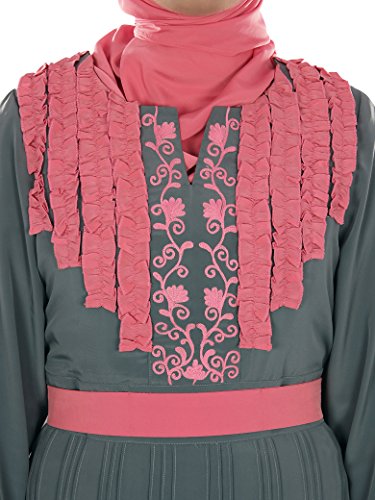 MyBatua Women’s Muslim Clothing Beautiful Dress Ramsha Abaya in Grey (X-Small)