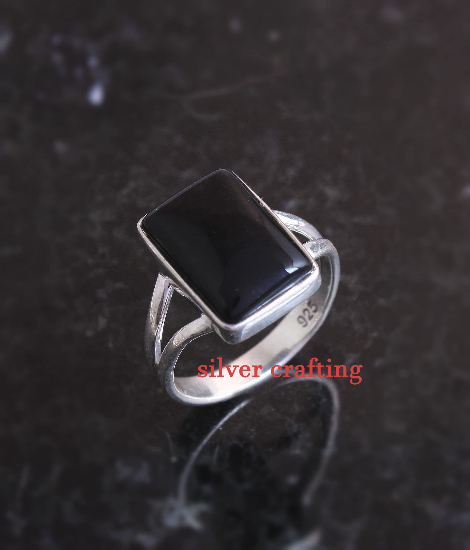 Black Onyx Gemstone Ring 925 Sterling Silver Jewelry (9.5)