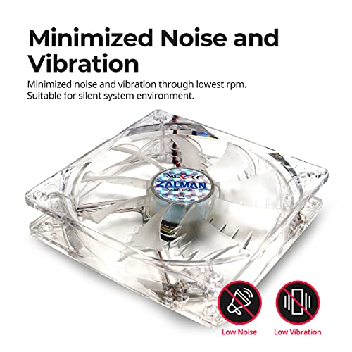 Zalman Ultra Quiet ZM-F3 120mm Blue LED Shark Fin Blade Case Fan Cooling,White ZM-F3 LED (SF)