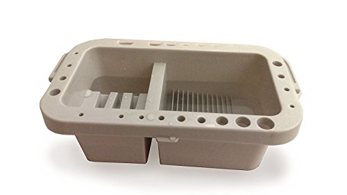 Portable Paint Brush Caddy and Holder with Storage Lid and Water Troughs 10.5 inches Gray Plastic