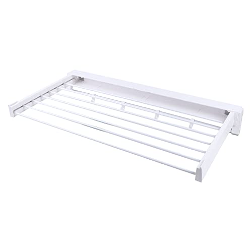 Headery Invisible Folding Wall Mounted Clothes Drying Rack Hanger,Space Saving Laundry Drying Rack,Collapsible Wall Mounted Hanger with 7 Drying Rods and 4 Movable Hooks