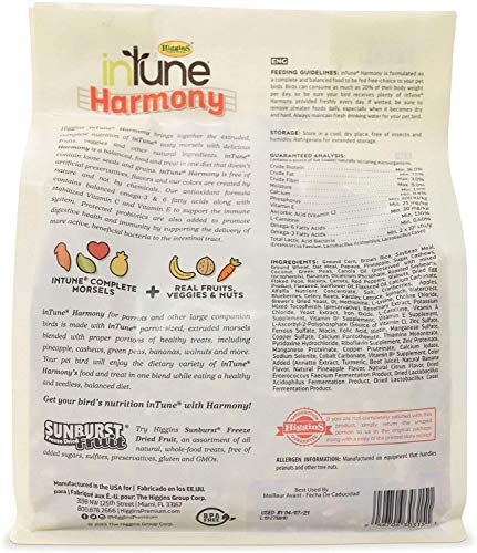 Higgins 2 Pack of Intune Harmony Food for Parrots and Large Birds, 3 Pounds Each