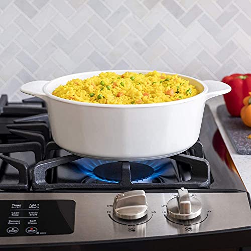 CorningWare 4 Piece Pyroceram Classic Casseroles 2.4 qt/2.25L Round & 2.1 qt/2L Square Cooking Pots With Handles & Glass Lid - White