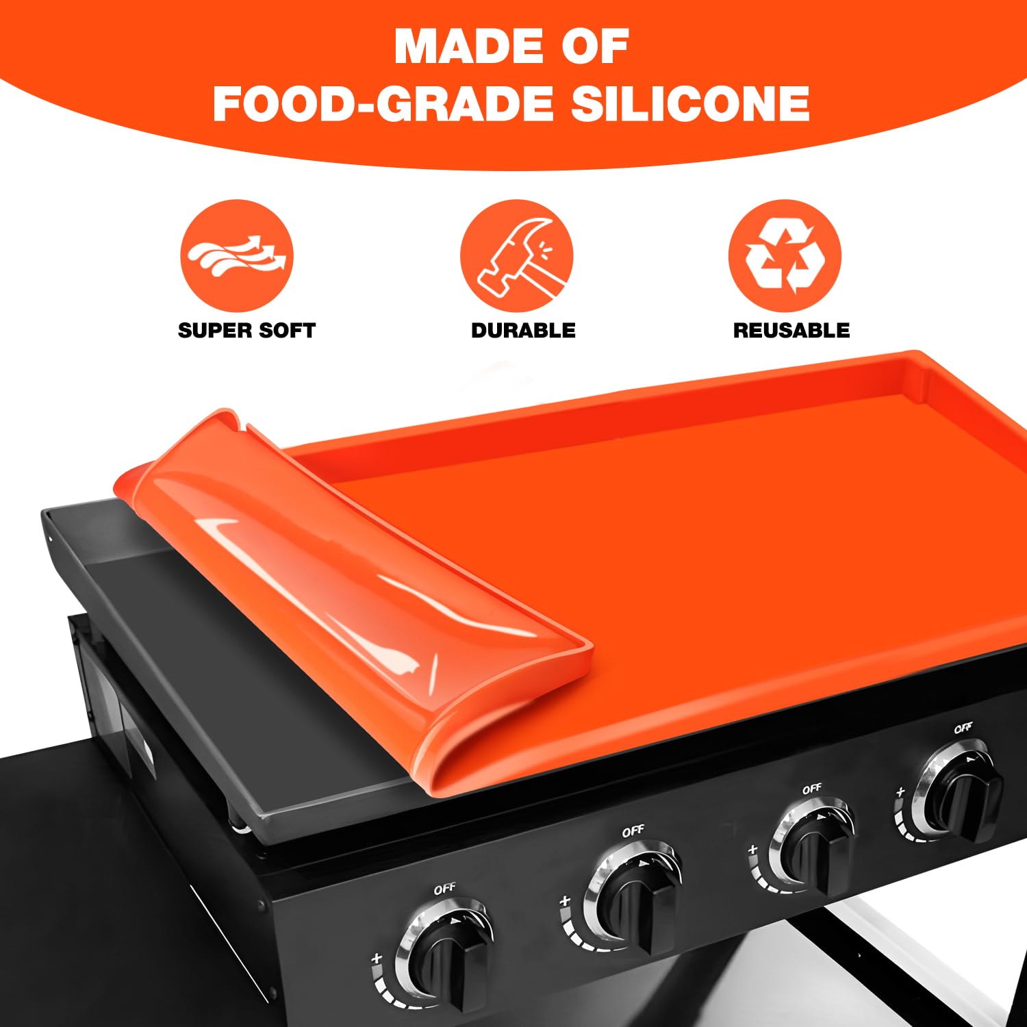 Blackstone Silicone Griddle Cover, Upgraded Full-Cover 36 Inch Silicon Griddle Mat for Blackstone, Grill Buddy Mat, Provide Better Sealing to Protect your Griddle from Rain, Dirty, Debris and Bugs