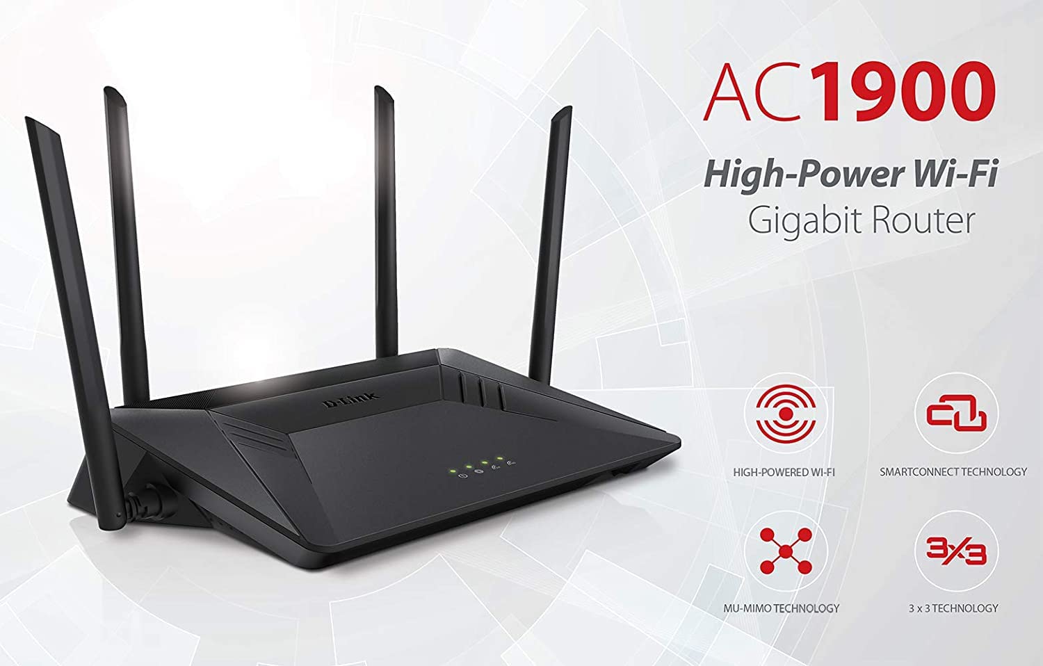 D-Link AC1900 High-Power MU-MIMO Wi-Fi Router - Dual Band Gigabit Gaming Wireless High Speed DIR-1935 (Renewed)