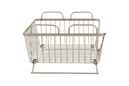 Spectrum Diversified Ashley Stackable Tray, Wire Basket with Raised Feet and Looped Handles Modular Stacking Bin System for Kitchen Countertop & Desk Organization, Satin Nickel