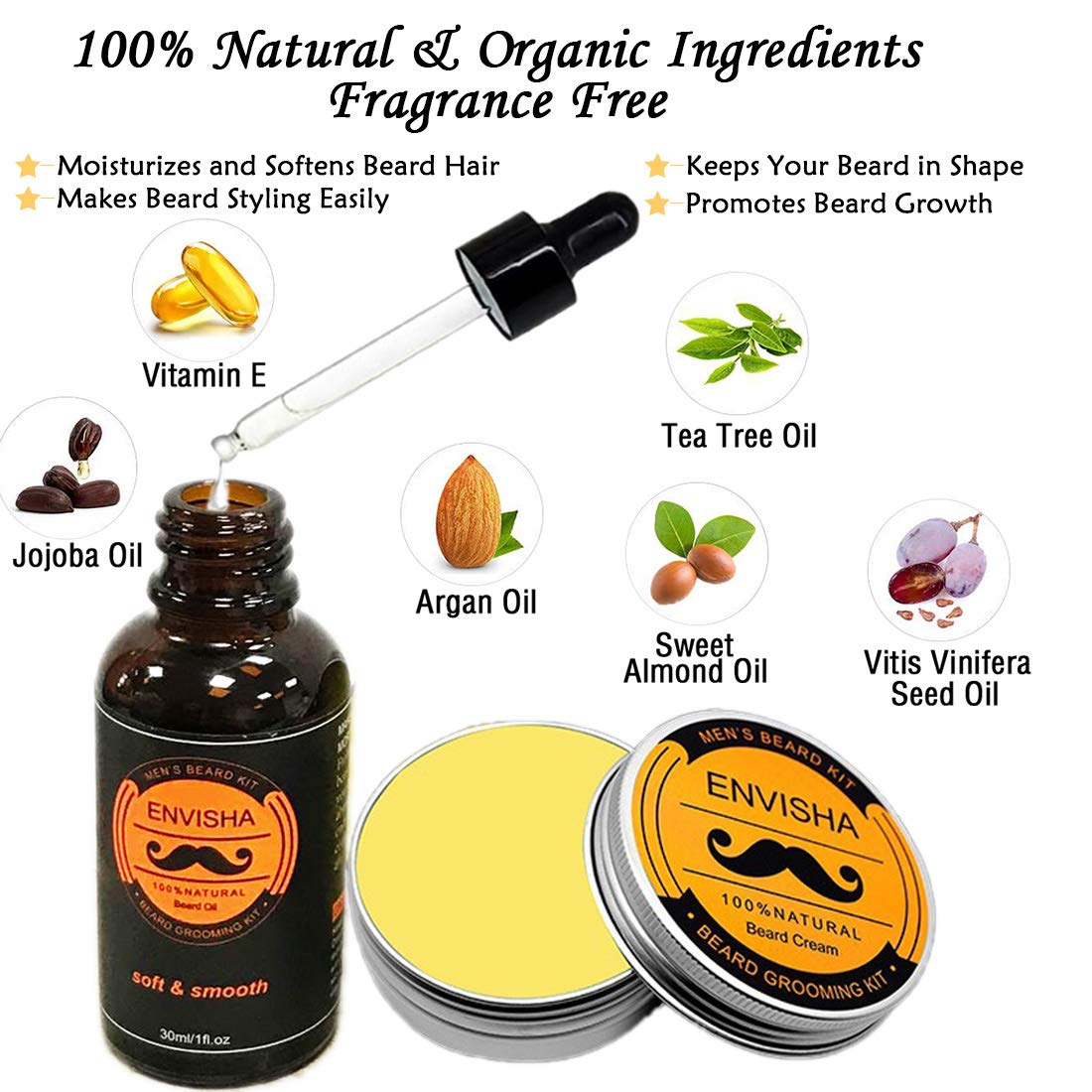 Beard Growing Kit Beard Kit for Men Birthday Father's Day Gifts for Men,Beard Grooming Kit,Beard Oil,Beard Balm,Beard Brush,Beard Comb,Beard Scissors,Storage Bag,Beard Growth Care Gifts for Men