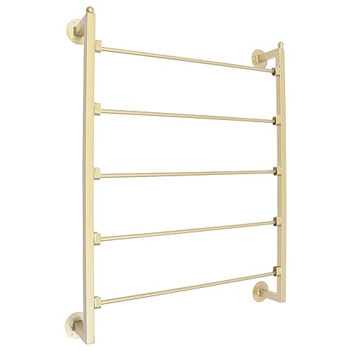 LGXSHOP Towel Rack, 5 Tier Hanging Towel Rack, Industrial Metal Wall Mounted Garment Rack, Space Saving Towel Display Rack for Entrance, Bedroom, Bathroom, Closet, Boutique -Gold
