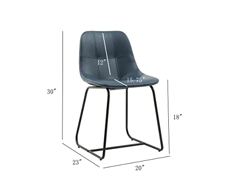 Locus Bono Faux Leather Dining Chairs, Modern Mid Century Side Chairs for Dining Room,Living Room or Kitchen, Set of 2 (Navy - Set of 2)