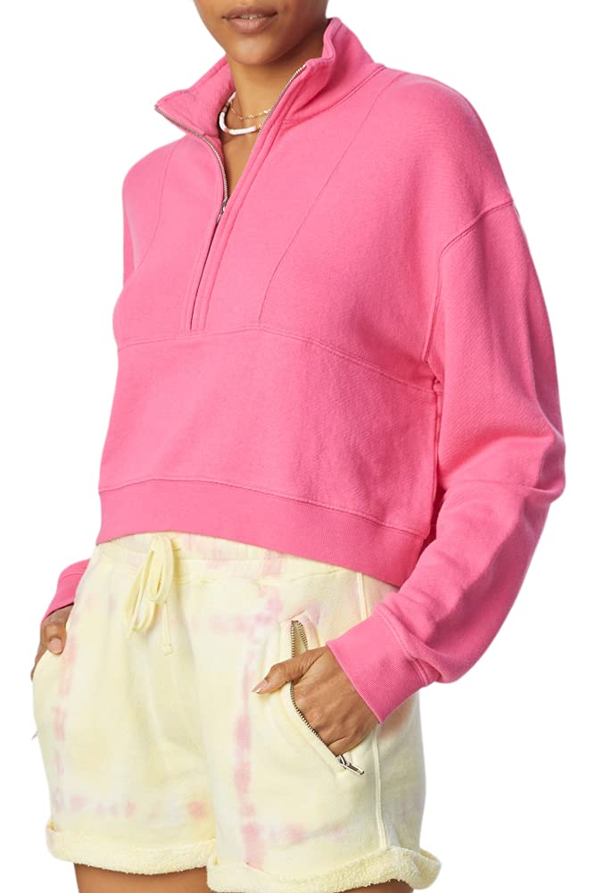 Bandier x Sincerely Jules_The Holly Half Zip Sweatshirt Bright Rose-XL