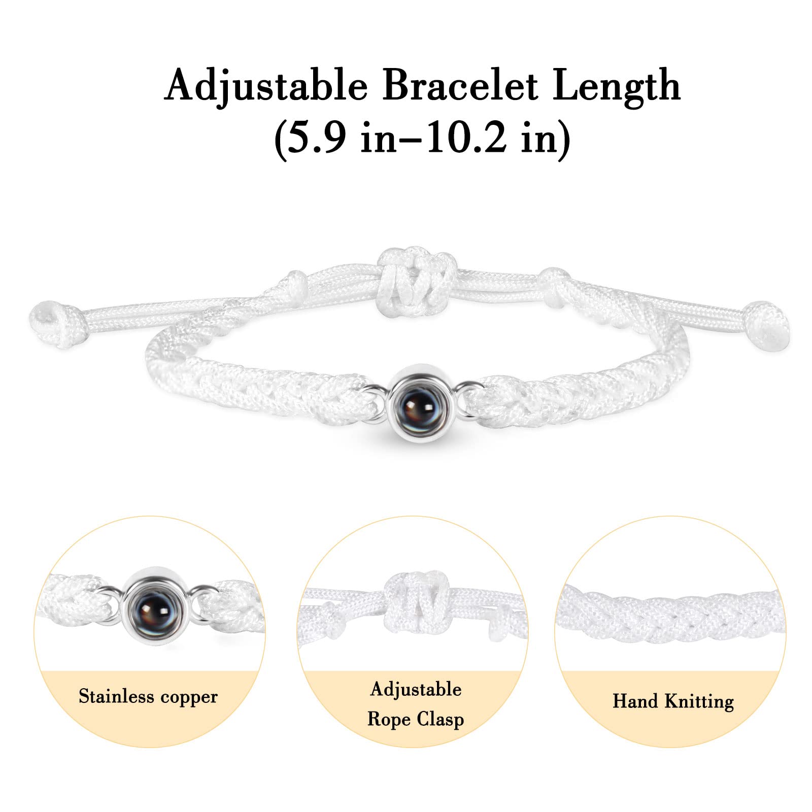CCTFS Graduation Gifts For Her Him 2023, Handmade Rope Braided Personalized Bracelets With Picture Inside Blessing Graduation Bracelets Make The Gift For Grads (black)