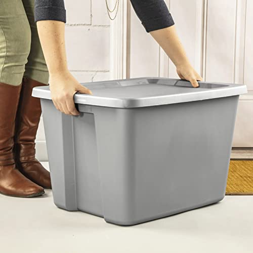 DXBO 18 Gallon. Storage Box Plastic With Lid, Stackable and Nestable, For Clothes, Toys, Books, Snacks, Shoes and Grocery Storage Box, Gray #