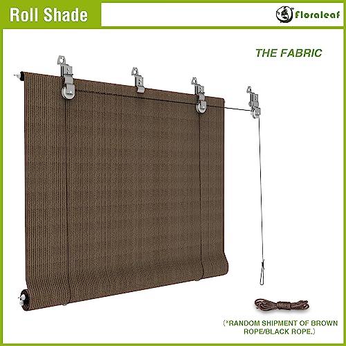 FLORALEAF Outdoor Roller Shades 4'W x 6'H Window Blinds for Porch Screen Deck Pergola Patio Balcony Gazebo Privacy Sunshade Roll Up Outdoor, Brown