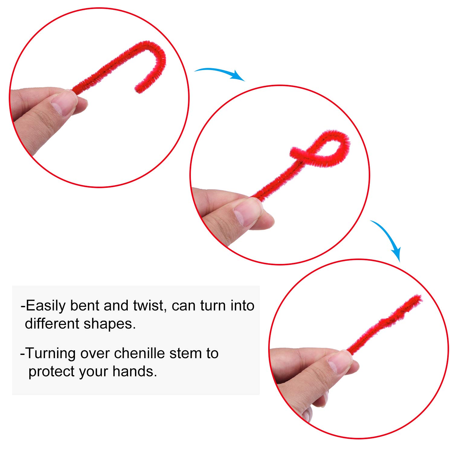 Livder 400 Pieces Christmas Pipe Cleaners Chenille Stems for DIY Art Crafts Decorations Supplies, Red Green White