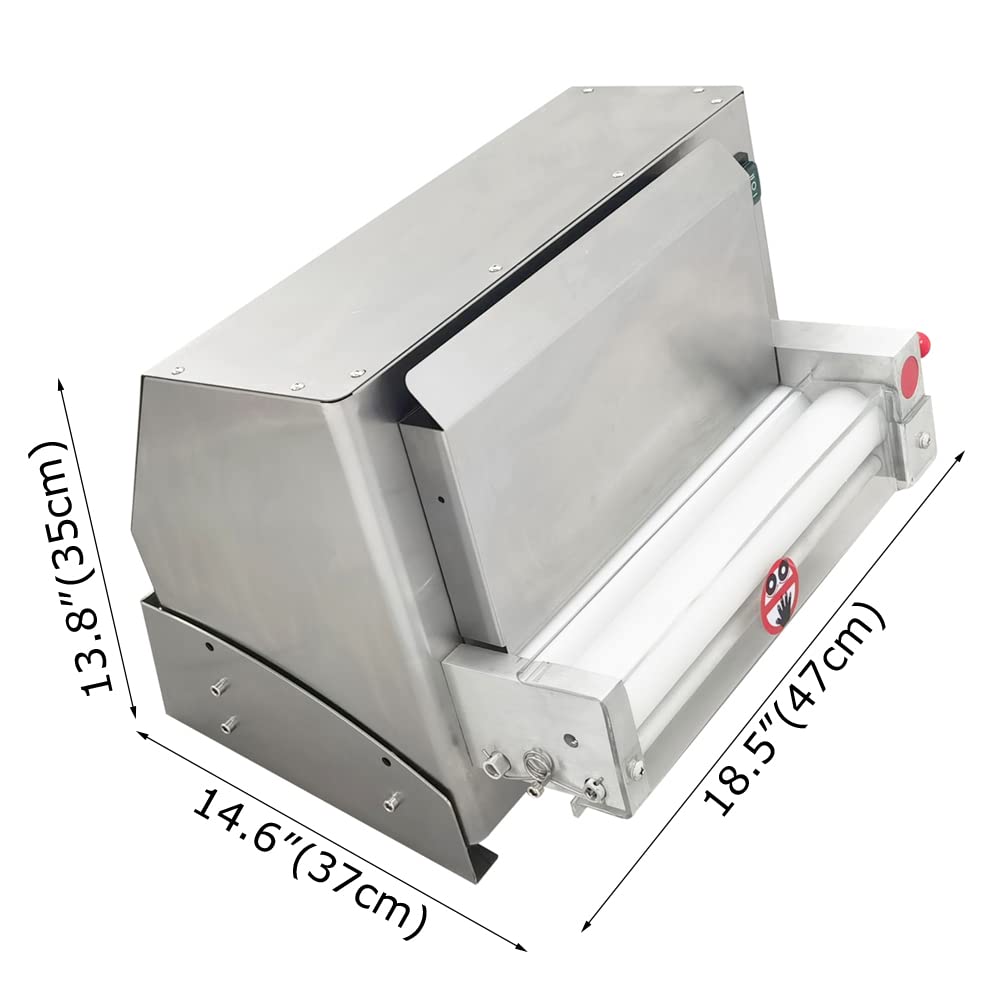 EQCOTWEA Electric Pizza Dough Roller Sheeter Machine 12in Pizza Dough Ball Press Machine Automatic Pizza Dough Rolling Press Machine 450W Stainless Steel Pasta Bread Noodle Maker 110V