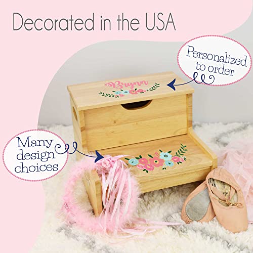 Personalized Safari Animals White Storage Step Stool