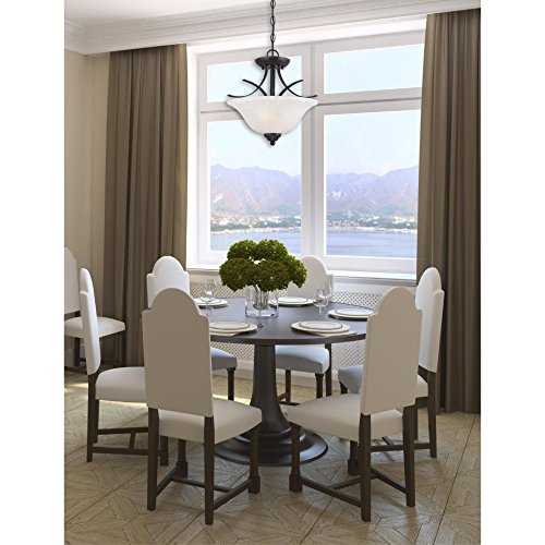 Westinghouse Lighting 6340300 Pacific Falls Two-Light Indoor Convertible Pendant/Semi-Flush Ceiling Fixture, Amber Bronze Finish with White Alabaster Glass