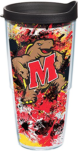 Tervis Made in USA Double Walled University of Maryland Terrapins Insulated Tumbler Cup Keeps Drinks Cold & Hot, 24oz, Splatter
