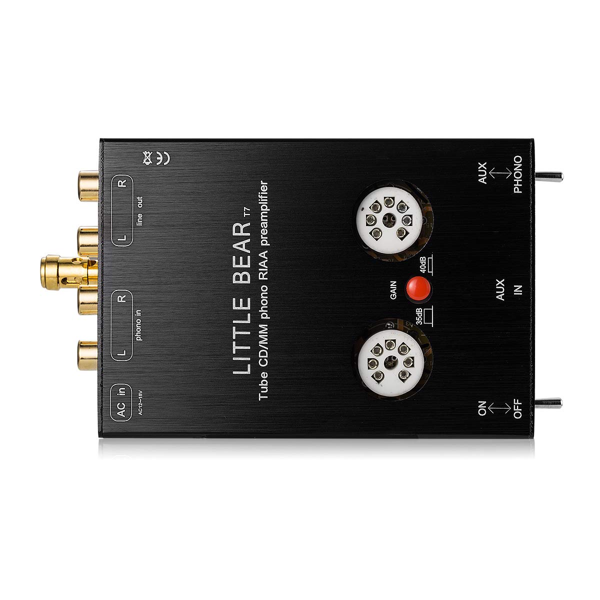 Little Bear T7 Vacuum Tube Phono Preamp, MM Turntable Preamplifier, Hi-Fi Home Audio for Record Player, Stereo Amplifier, Active Speaker