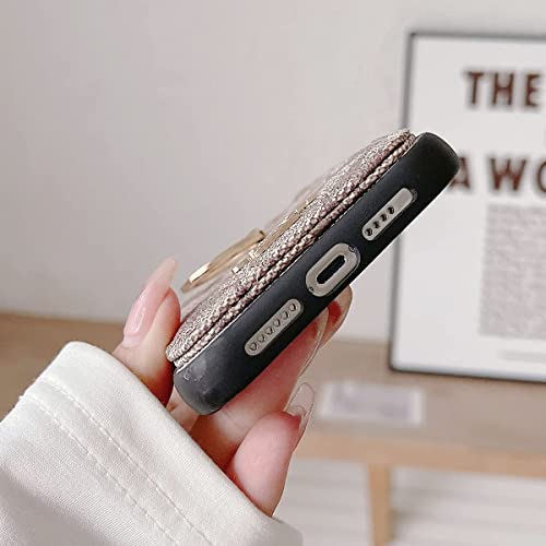 Luxury Wallet Case with Designed Leather and Card Holder, 360°Rotation Ring Kickstand, RFID Blocking Protective for Apple iPhone 13 Pro Max 6.7''（Black）