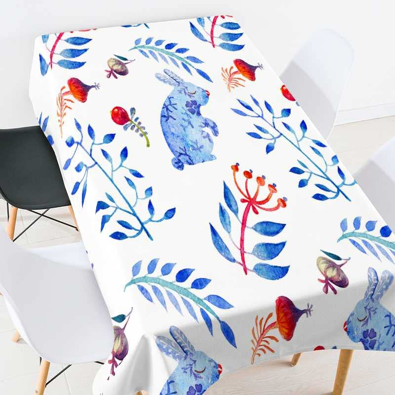 Cartoon Animal Floral Print Rectangle Tablecloth for Dining Table Party Decoration Waterproof Table Cover Table Mat A2 140x210cm