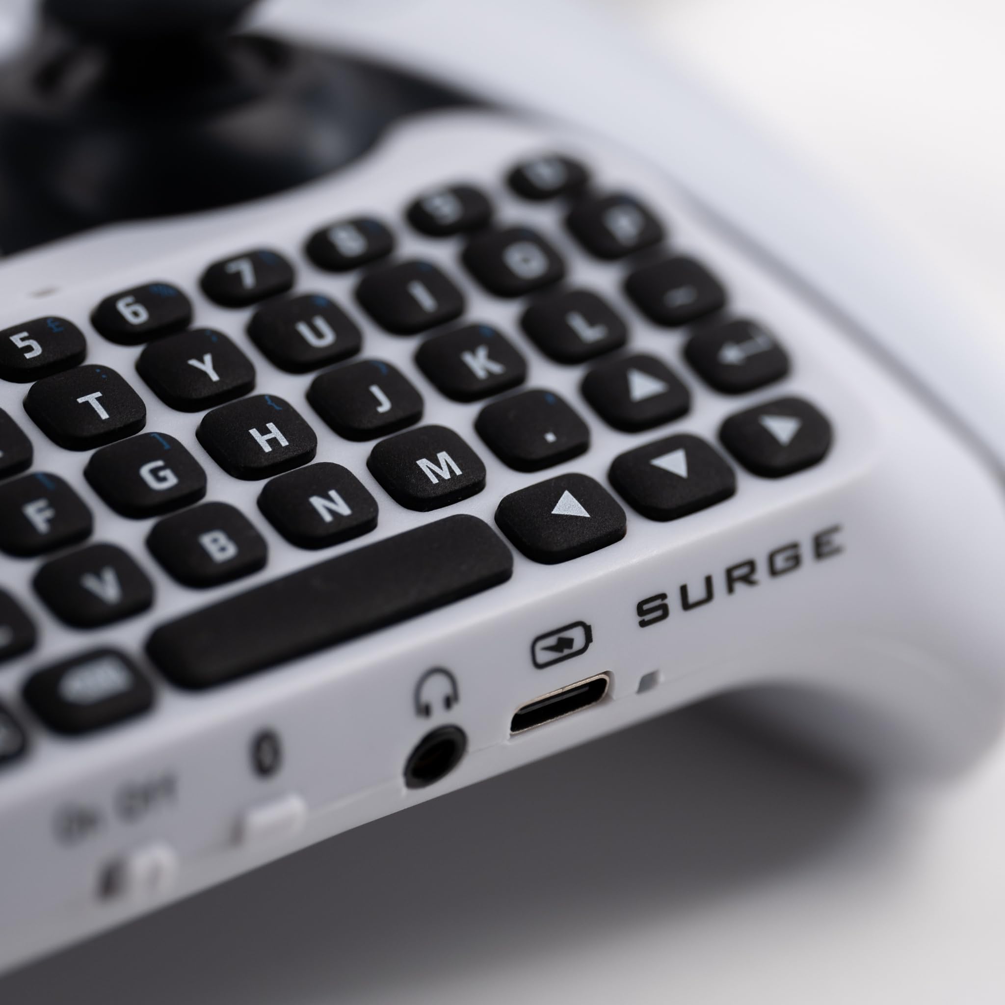 Bluetooth Keyboard for PS5 Controllers - Surge Chat Pad for PlayStation 5 DualSense Controllers, 3.5mm audio jack, Built-in Battery, Loud Speaker, Wireless Connection, Lightweight & Comfortable Messaging Pad