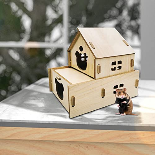 Guinea Pig Hideout Small Animal House Hide with Windows Hamster Wooden Castle Hut Chinchilla Cage Accessories for Chinchilla Guinea Pig Hamster Gerbil Hedgehog