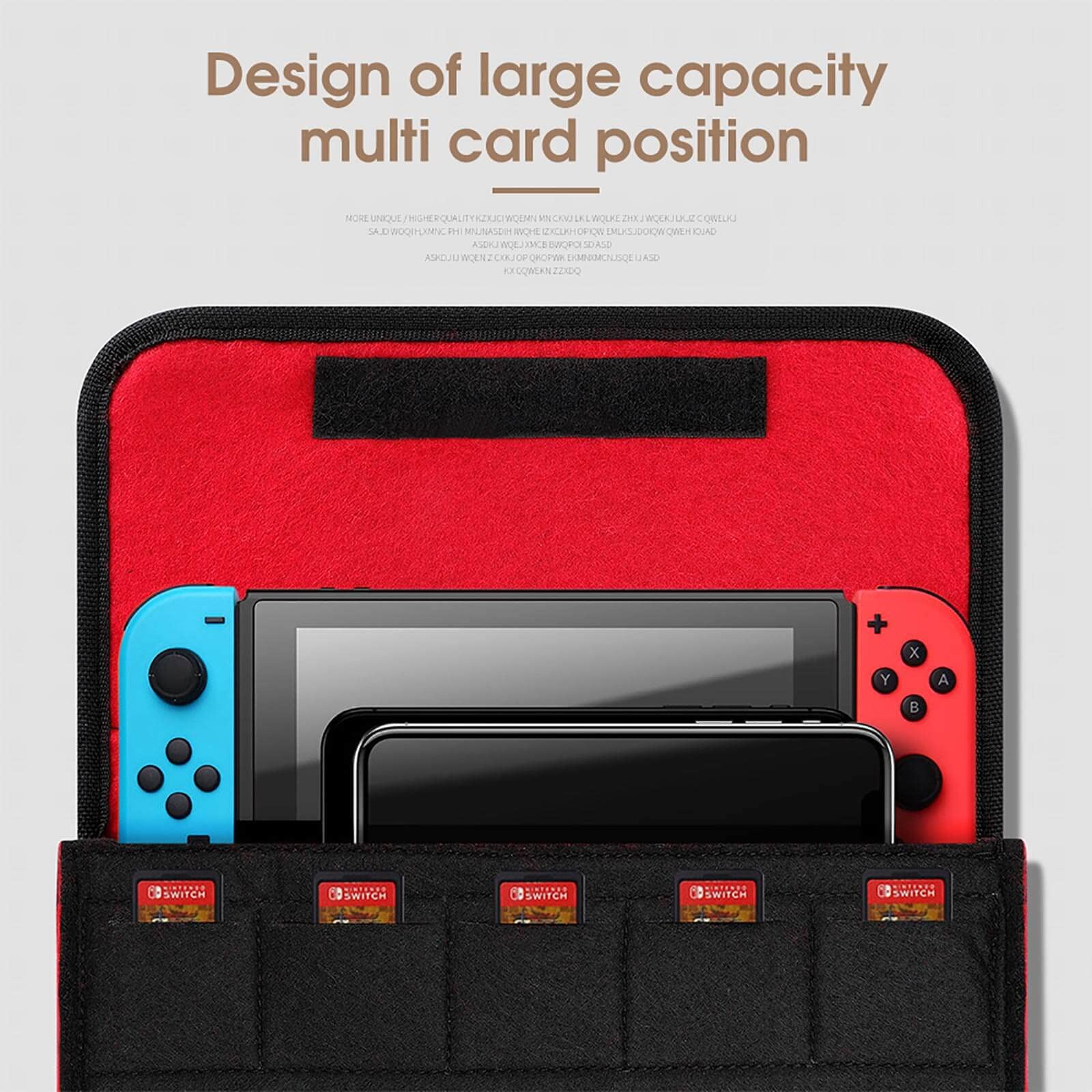 Cartoon Pink Flamingo Bird Carrying Bag Compatible with Switch Protective Case Slim Felt Pouch with 5 Game Cartridges Holders