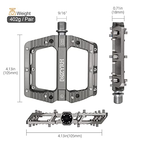 MZYRH Road/Mountain Bike Pedals MTB Pedals Bicycle Flat Pedals 3 Bearings 9/16β Aluminum Alloy Bicycle Platform Pedals for BMX MTB (TI)