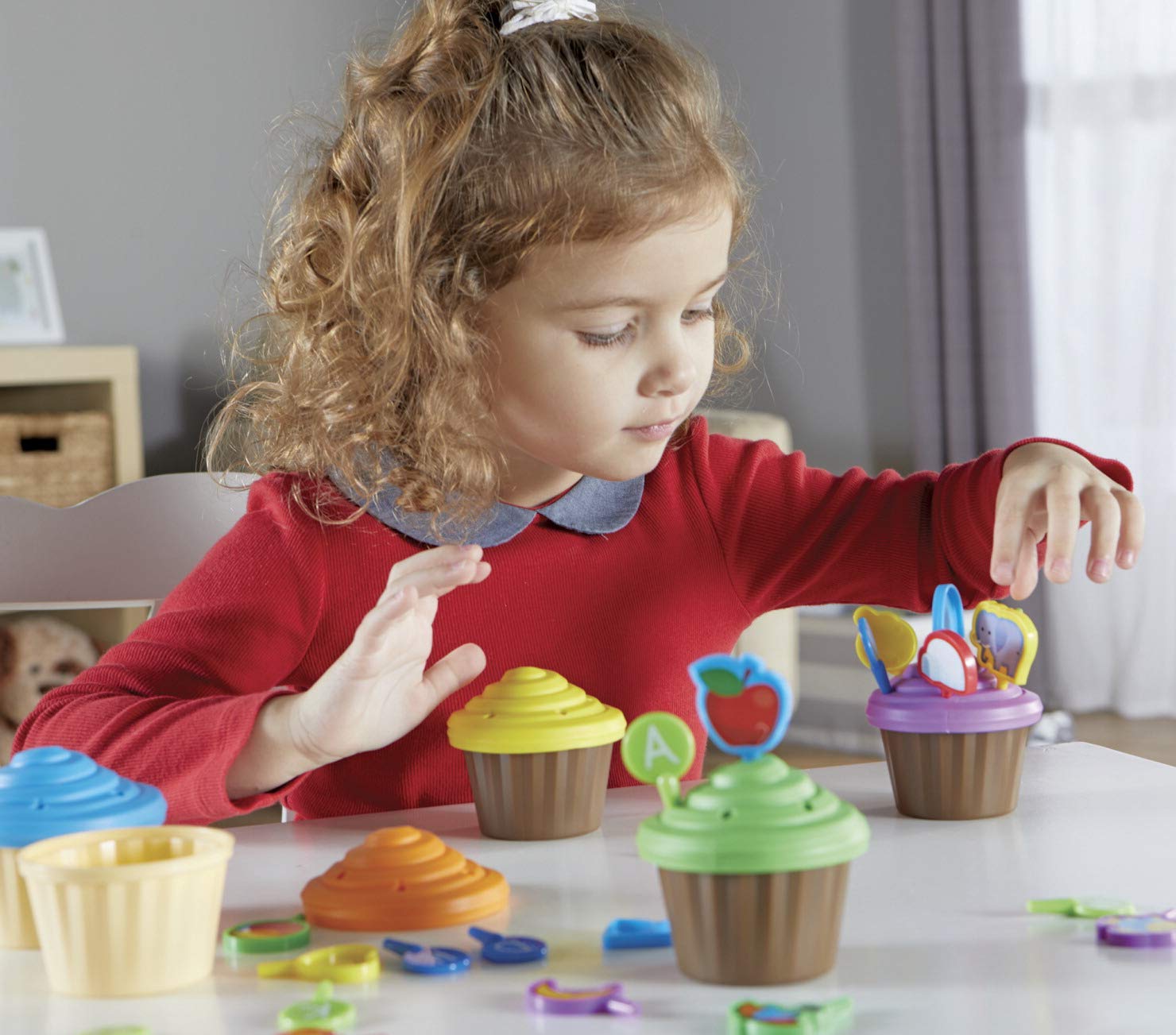 Learning Resources ABC Cupcake Party Toppers, Develops Language Skills, Early Alphabet Learning, Pretend Play Food, Vocabulary Toy, 64 pieces, Ages 3+