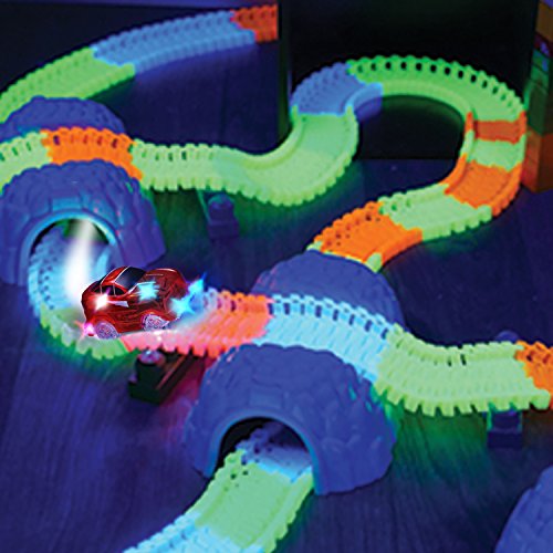 Ontel Magic Tracks Mega Xtreme with 2 Race Car and 18 ft of Flexible, Bendable Glow in the Dark Racetrack, As Seen on TV