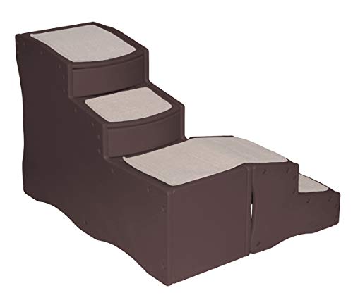 Pet Gear Easy Step Bed Stair for Cats/Dogs, Adjusts to Either Side of Bed, Removable Washable Carpet Treads, Storage Compartment, for Pets Up to 75lbs
