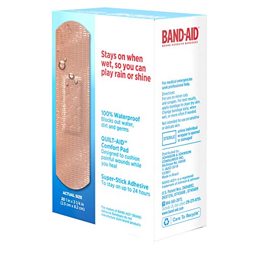 Band-Aid Brand Water Block Waterproof Tough Adhesive Bandages for Minor Cuts and Scrapes, All One Size, 20 Count (Pack of 1)