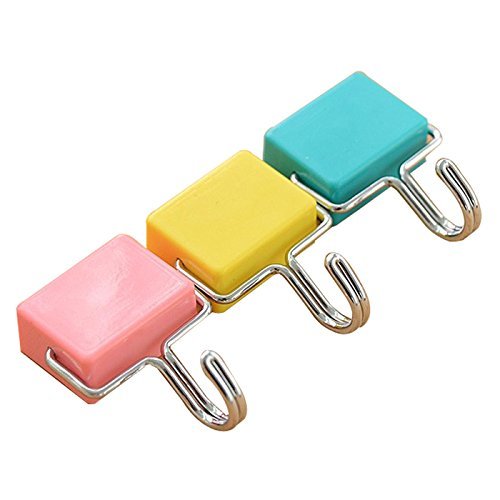 totalElement All-Purpose Strong Magnetic Hooks, Pastel Pink, Yellow, Blue, 3-Pack