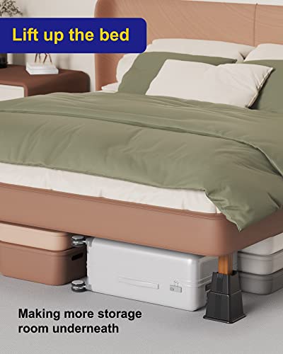 Nachell Bed Furniture Risers 4 Pack Bed Lift Risers Elevation in Height 5" Heavy Duty Rectangle Riser Blocks for Caster Wheels or Posts of Bed Table Couch Support up to 2500 lbs. (Black, 5 Inch)