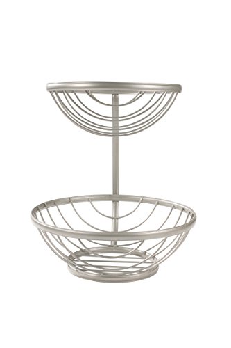 Spectrum Diversified Ashley 2 Tier Server Serving Basket Fruit Bowl & Produce Snack Display Stand, Medium, Chrome