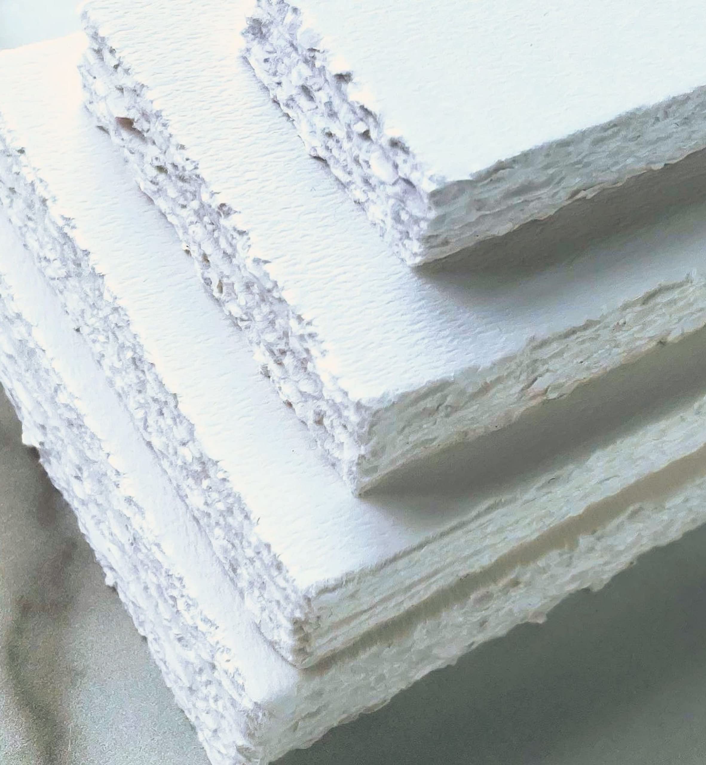 Blank Deckle Edge Sheets, 135#/290gsm, Soft White, 100% Cotton Rag, Cold Pressed, Acid Free & Archival Hand Torn Watercolor Paper (8x10 inch Sheets Only, Set of 24)