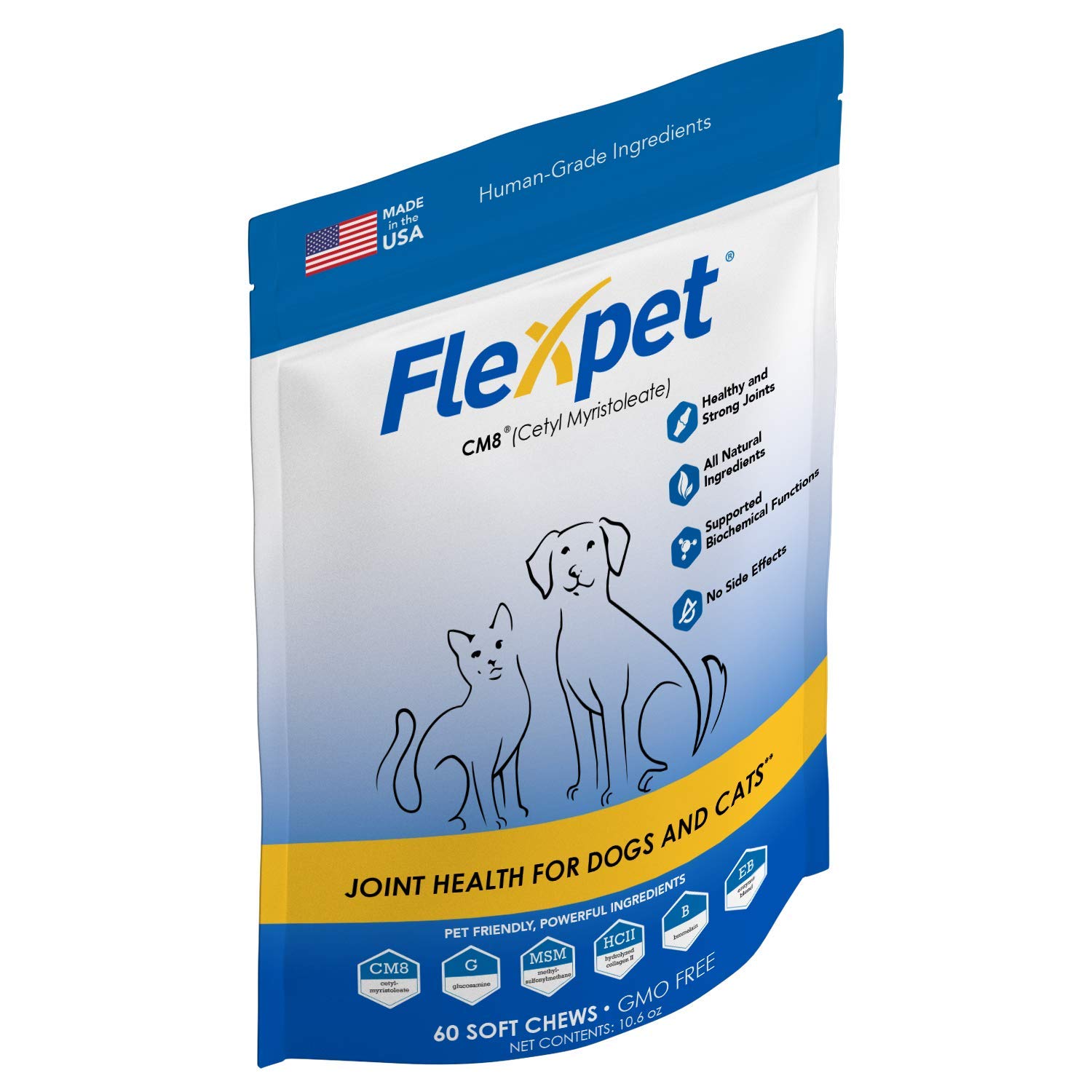 Flexpet Maximum Strength Soft Chews – All-Natural Pain Reliever for Dogs with Glucosamine and Cetyl Myristoleate (CM8), Hip and Joint Supplement, Anti-Inflammatory: Three Pack - 180 Soft Chews
