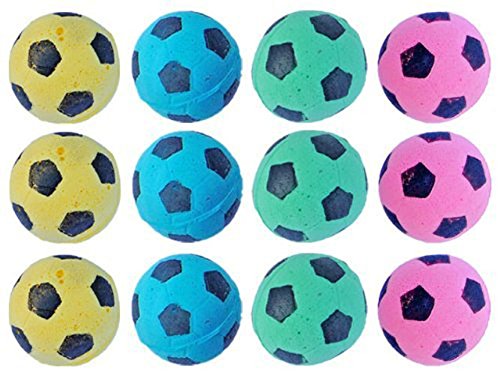 PETFAVORITES Foam Sponge Soccer Ball Cat Toy Interactive Cat Toys Independent Pet Kitten Cat Exrecise Toy Balls for Real Cats Kittens, Soft, Bouncy and Noise Free (12 Pack)