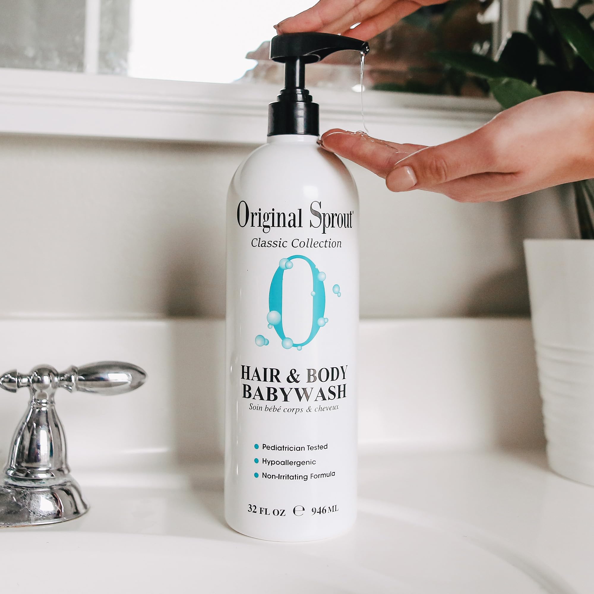 Original Sprout Baby Shampoo and Body Wash, Hypoallergenic Formula with Organic Calendula & Rosemary for Sensitive Hair & Skin, 32 oz. Bottle