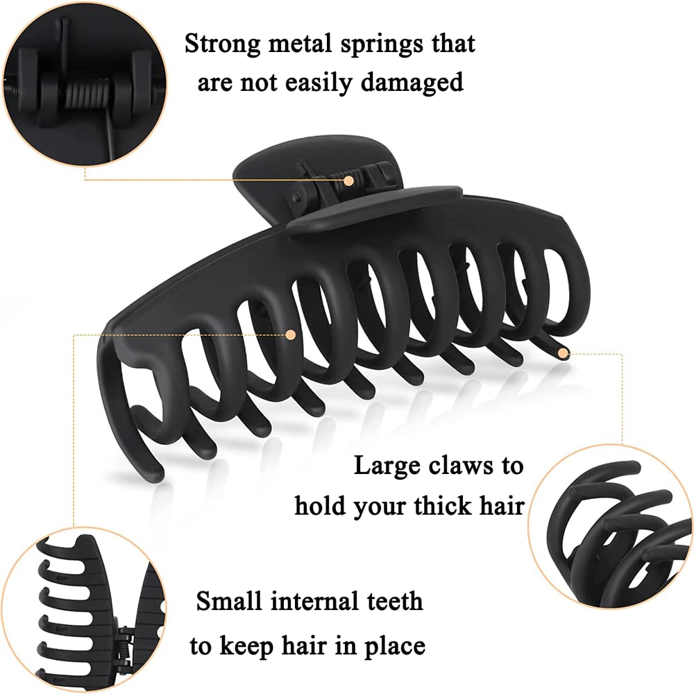 Ceetug Hair Claw Clips 6 PCS Large 4.3 Inch Non Slip Claw Clips for Long Thick Hair