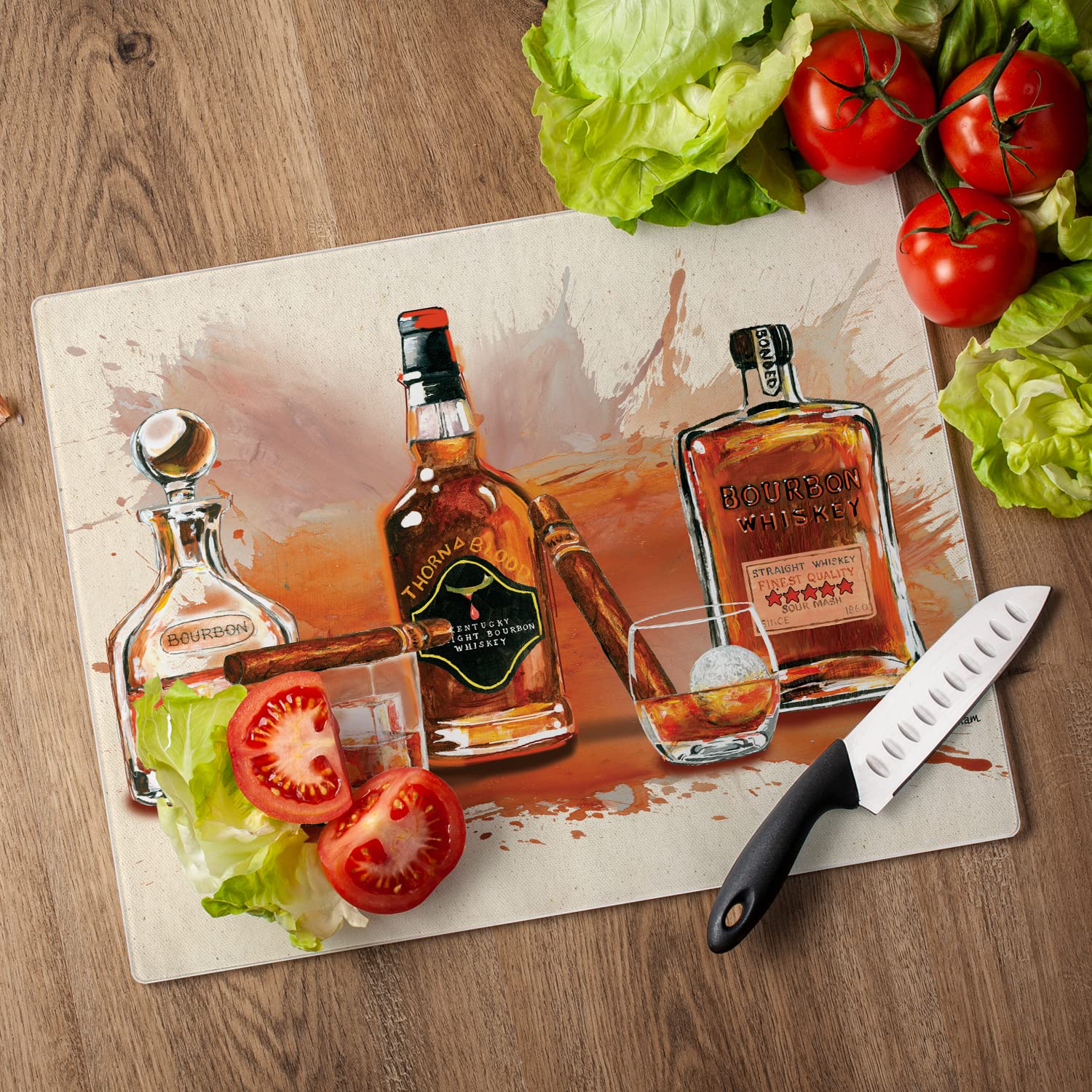 CounterArt Bourbon Splash 3mm Heat Tolerant Tempered Glass Cutting Board 15β x 12β Manufactured in the USA Dishwasher Safe