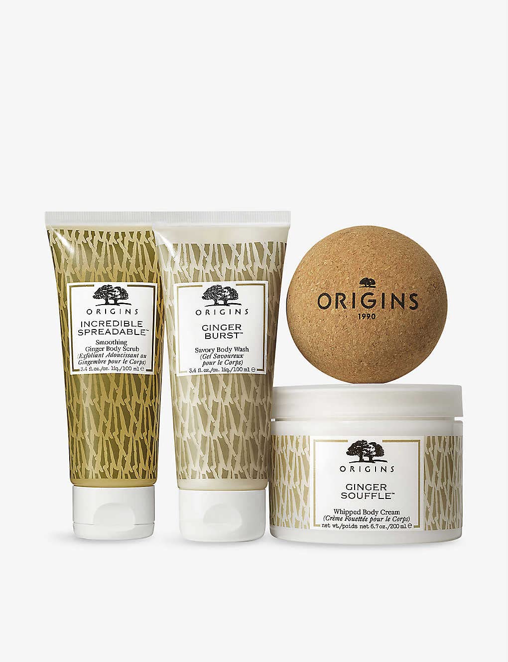 Origins Gift Set: Ginger Souffle Whipped Body Cream & Ginger Burst Savory Body Wash & Smoothing Ginger Body Scrub