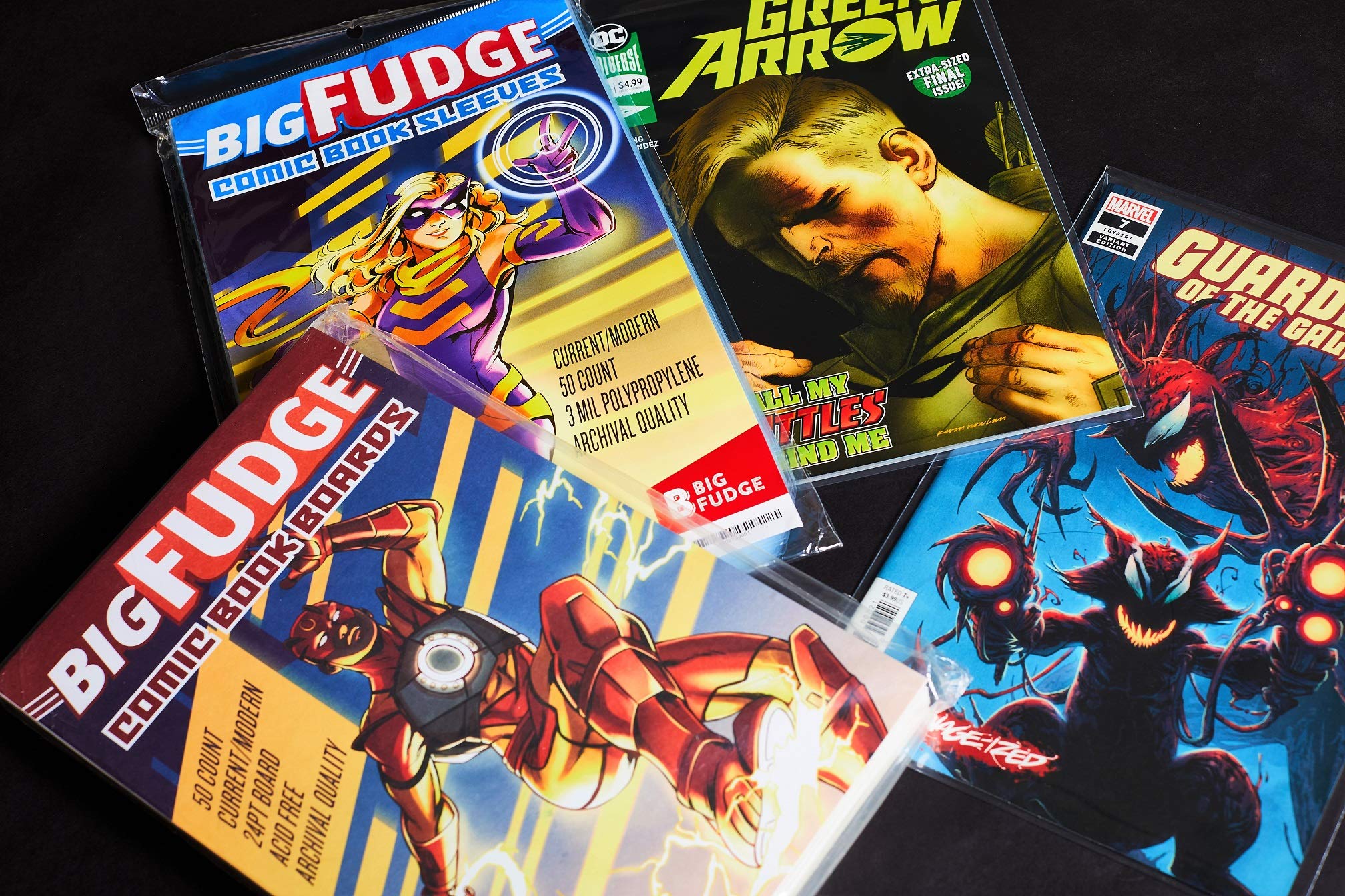 Big Fudge 50 Comic Book Bags and Boards - Protector Sleeves for Comics and Magazines - Archival Protection for 1990s to Current Comic Books - 7.25" x 10.5"