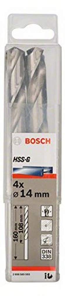 Bosch 2608585593 Metal Drill Bit Hss-G 14mmx4.29inx6.3In 4 Pcs