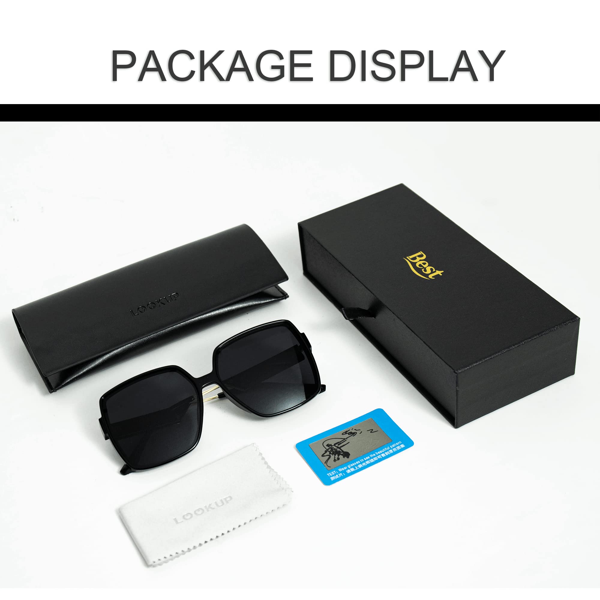 BAO SHI DA Oversized Sunglasses for Women Polarized UV Protection Square Sunglasses Womens Trendy TXMP2155-P11