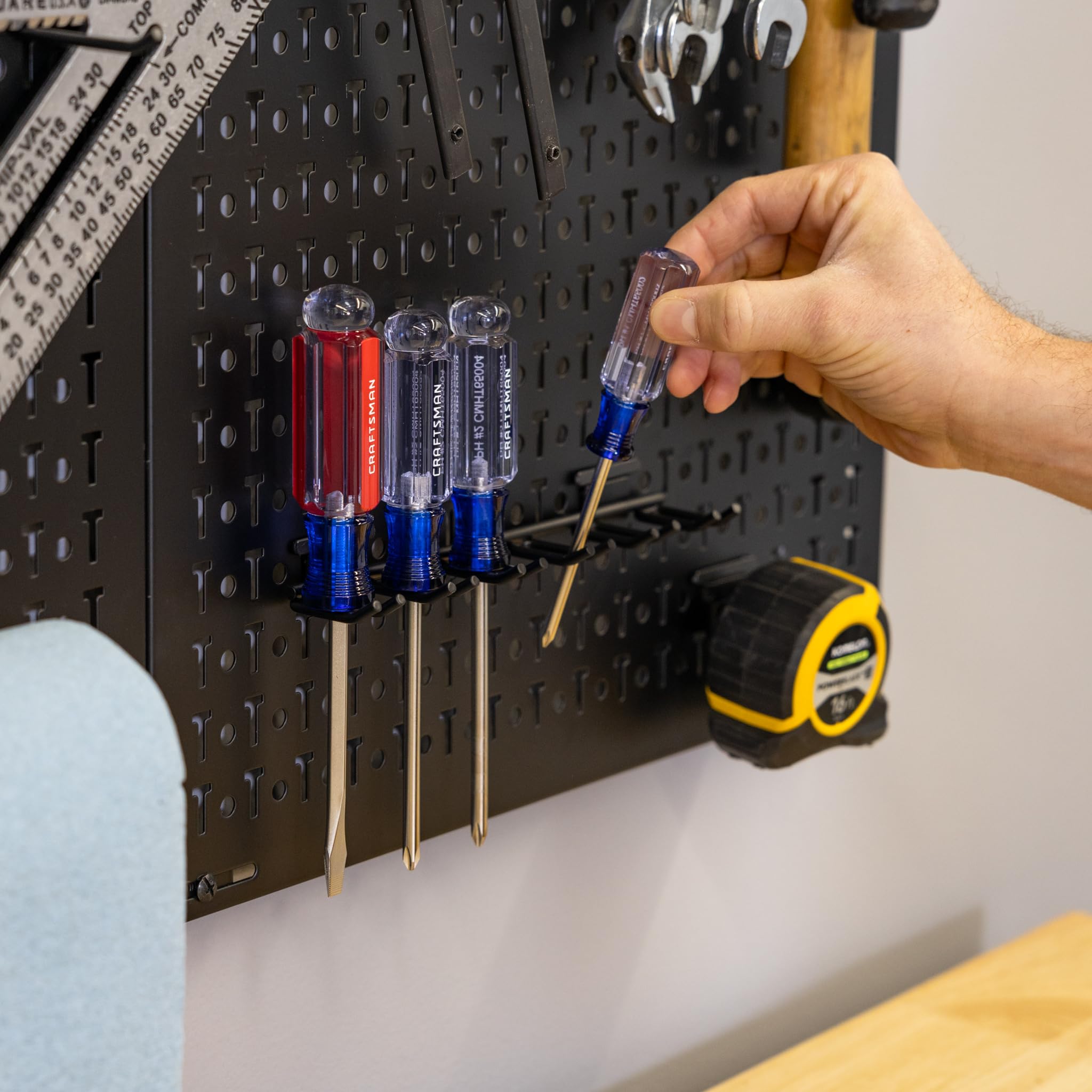 Heavy-Duty Pegboard Wall Kit, 13 Lockable Attachments, Garage Organization & Storage, 2 Panel Pegboard System, Solid Steel Holds 300 lbs, 34 in. x 32 in.